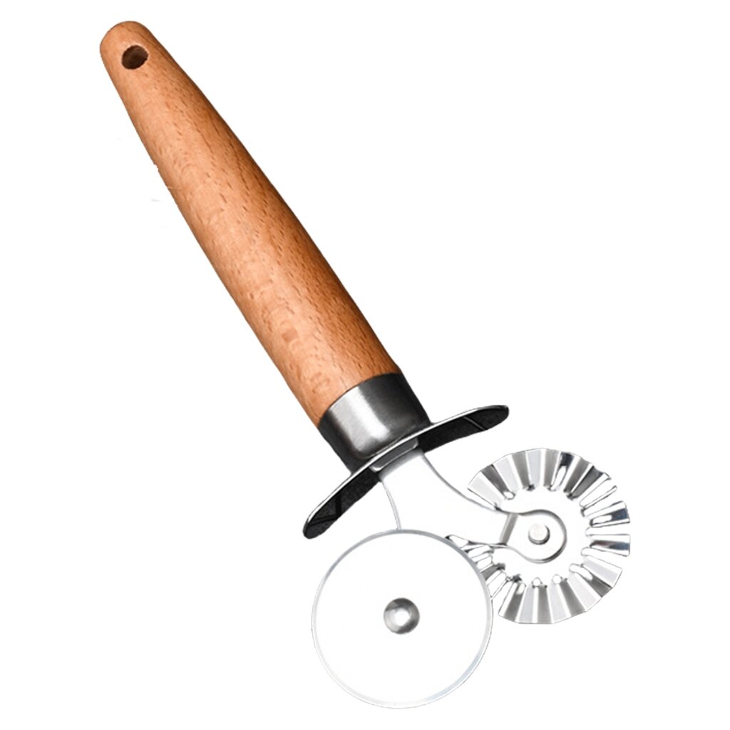 Кондитерский Двойной Режущий круг Для Равиоли из Нержавеющей Стали с Деревянной ручкой Кондитерский Режущий круг Прост в использовании