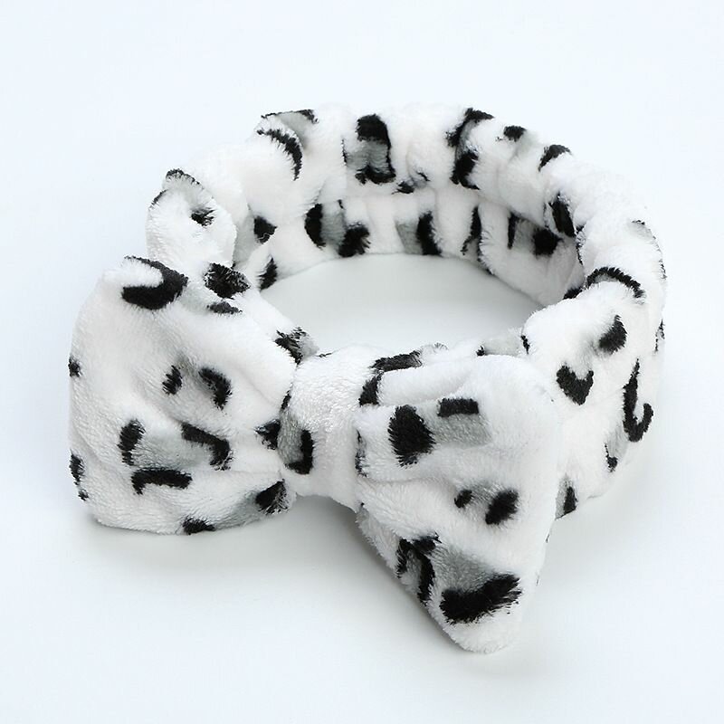 Женская простая бархатная повязка на голову с леопардовым принтом и бантиком