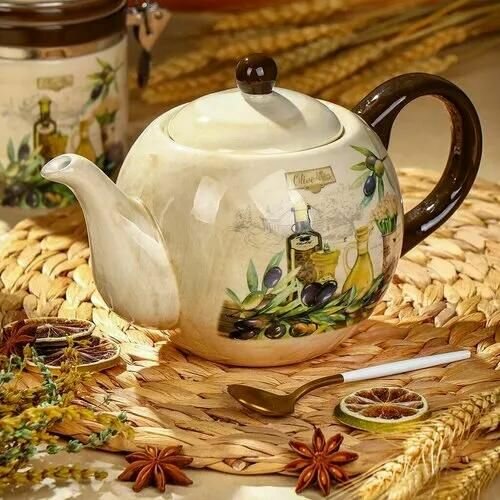 Чайник заварочный DANIKS "Левадия", доломитовый, 0,95 л, бежевый