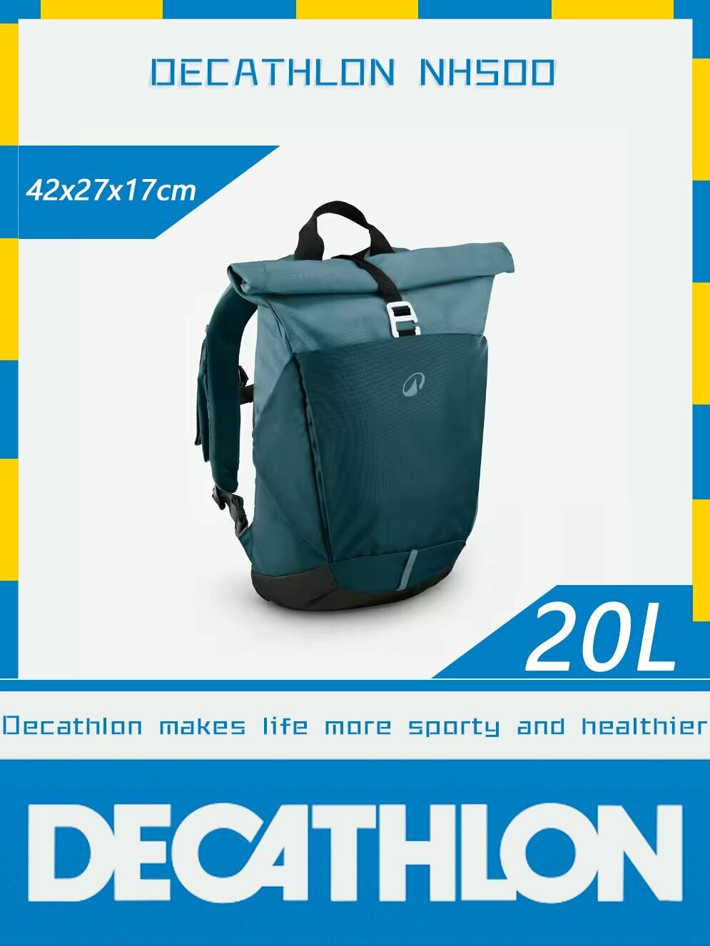 Походный рюкзак 16L + 4 NH500 Escape с откидным верхом - Синий