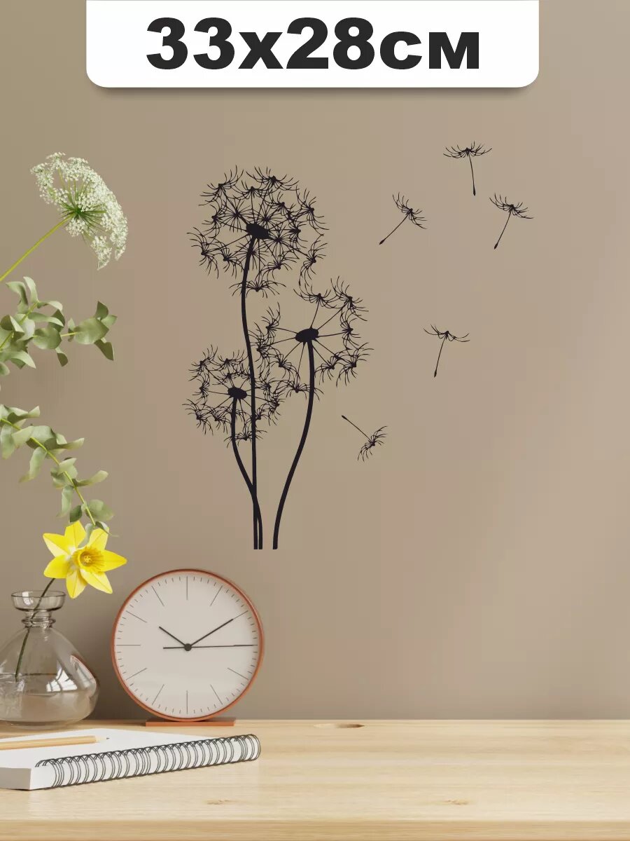 Наклейка на стену для декора интерьерная Одуванчики