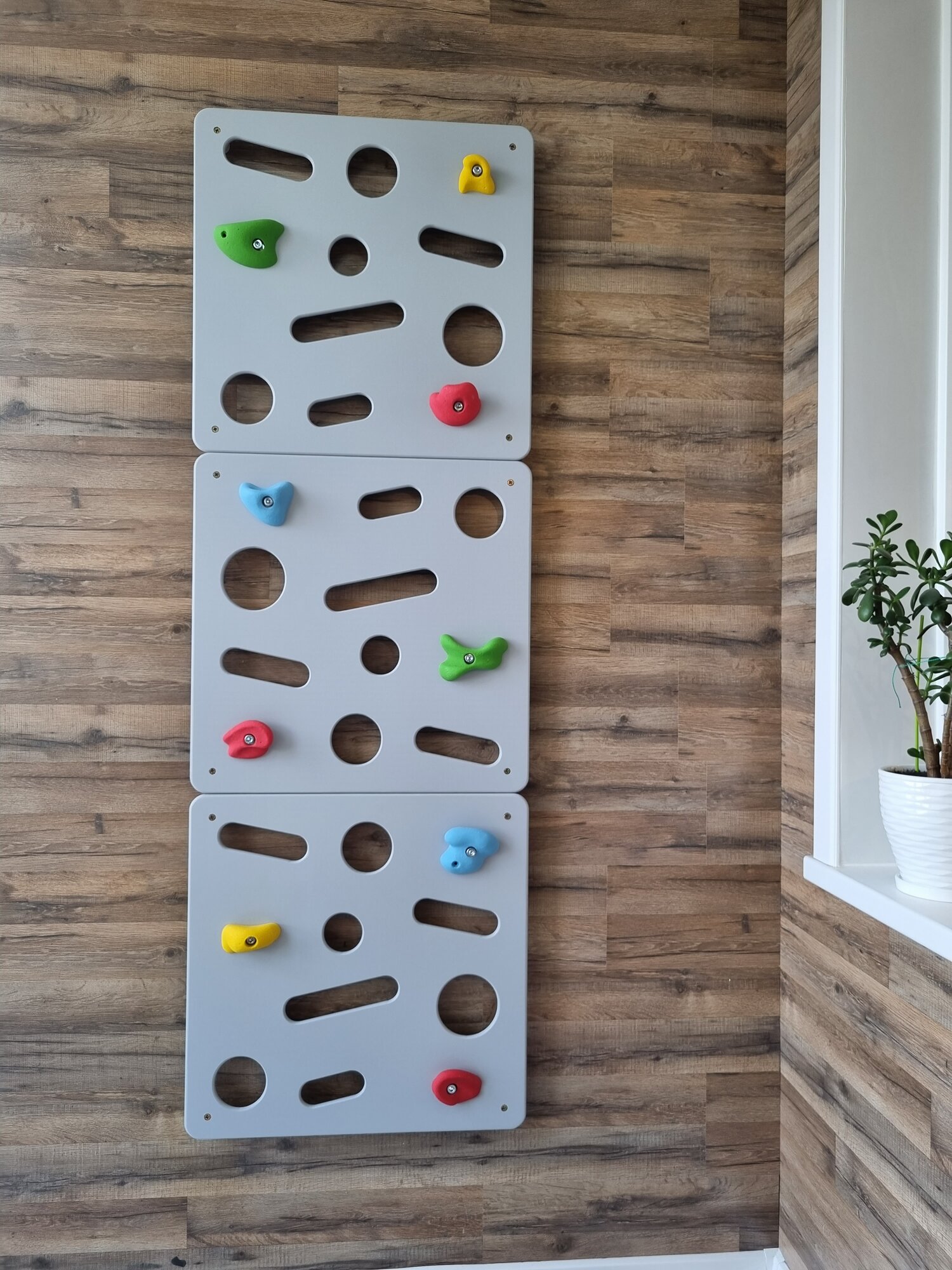 Домашний скалодром Хватамба, 3 панели 60x60 см, светло-серый