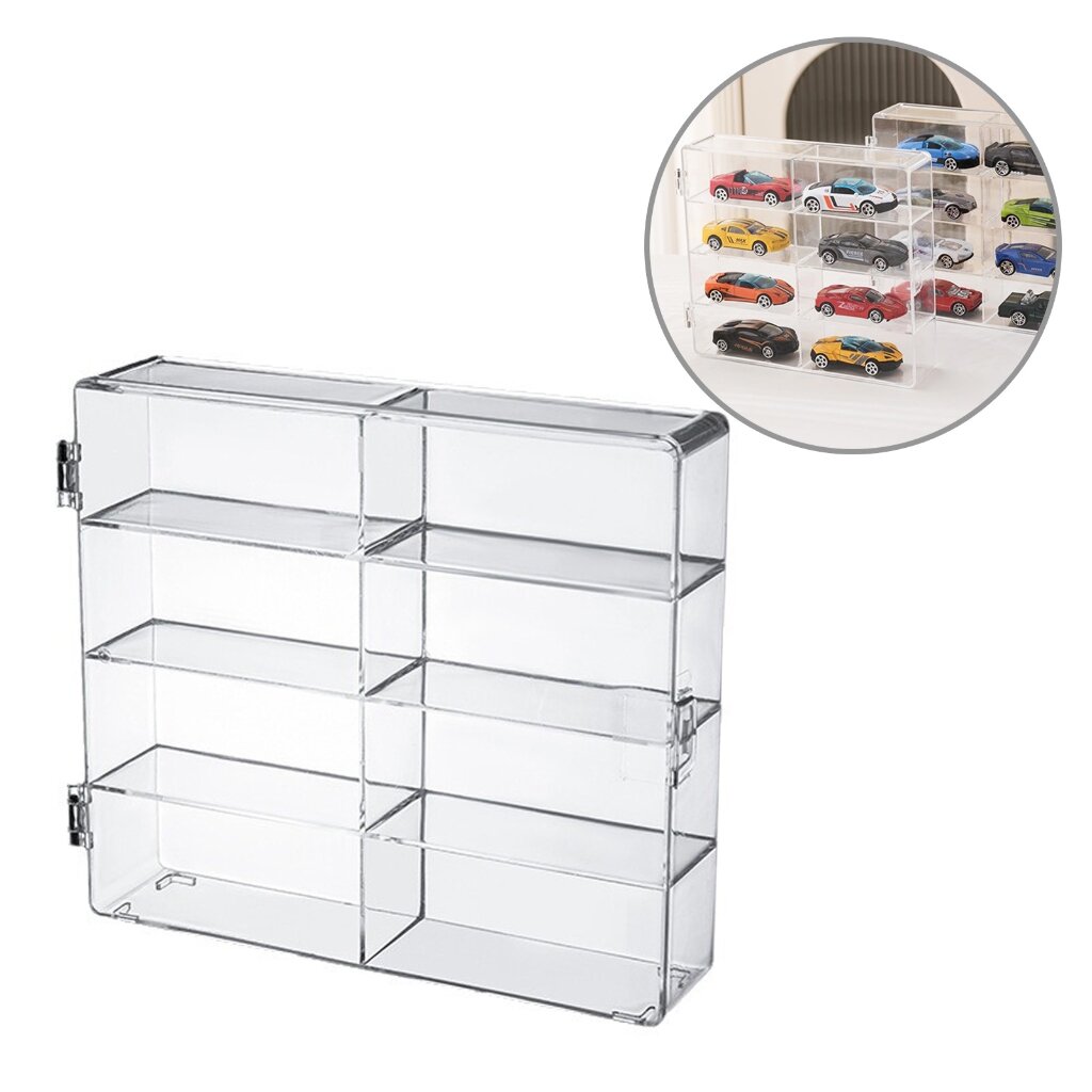 Прозрачная Акриловая Витрина с 8 Отделениями Ящик Для Хранения Моделей Автомобилей и Фигурок Прозрачный Акриловый Игрушечный Автомобиль