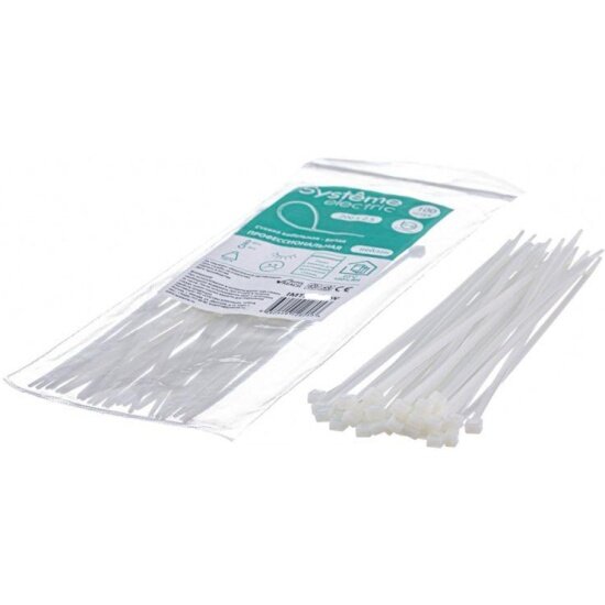 Стяжка кабельная Systeme Electric (schneider Electric) 100х2.5 бел. (уп.100шт), IMT10025W