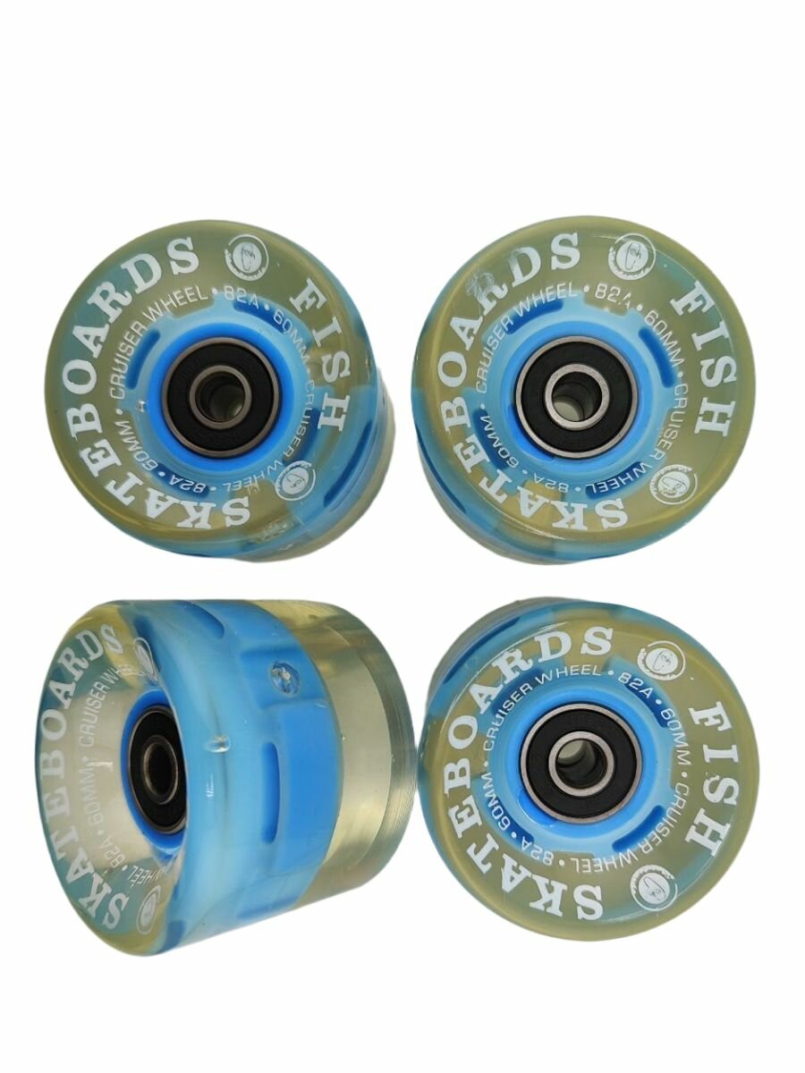 Набор светящихся LED колес для скейтборда (пенни борда) 4 шт . Fish Skateboards