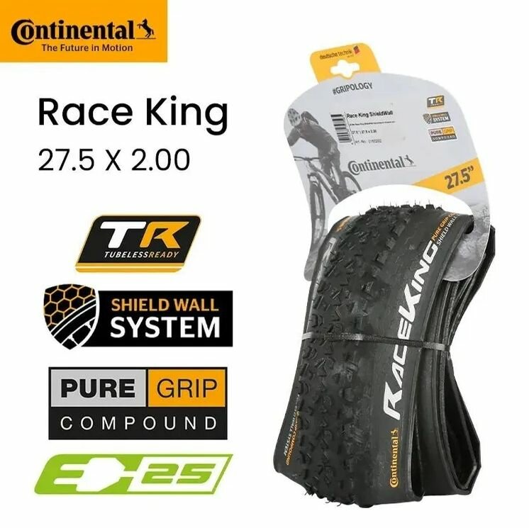 Continental Race King, покрышка для горного велосипеда, 27.5X2.0, бескамерная покрышка