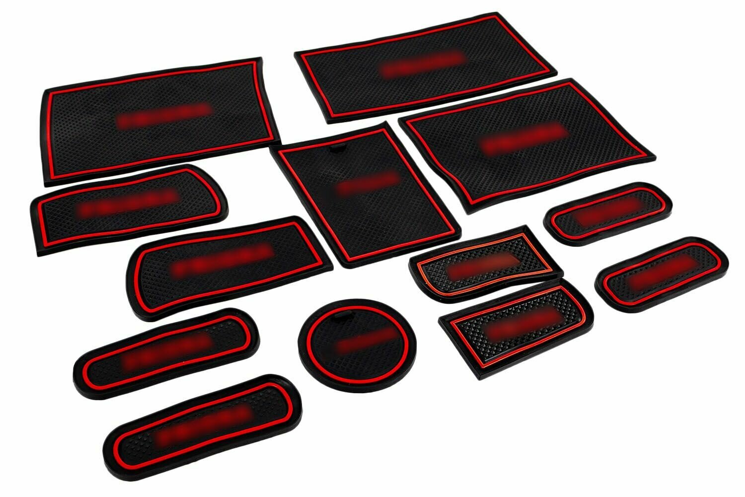 Комплект силиконовых черно-красных ковриков панели приборов и консоли для Лада Приора 1 (2007-2012)