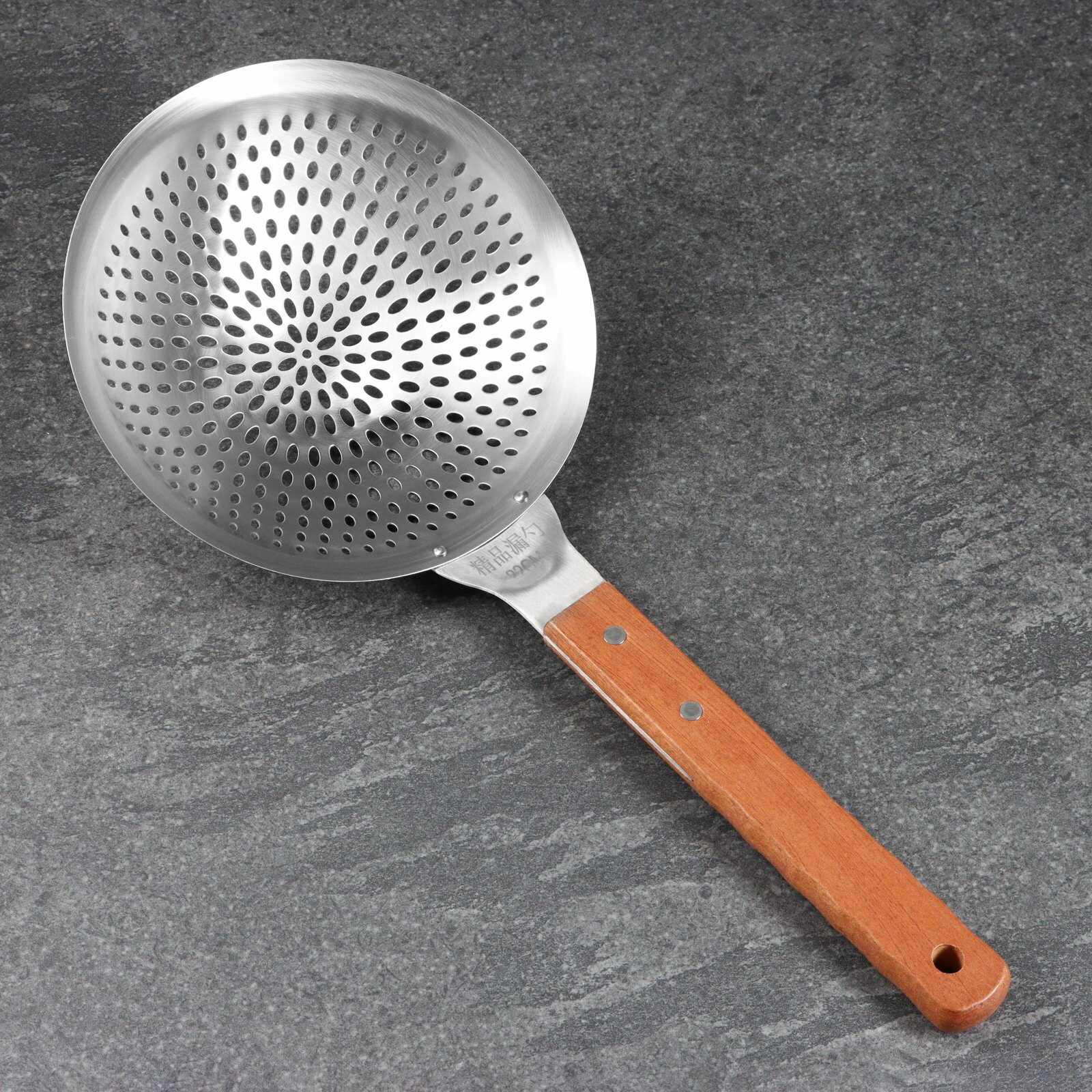 Шумовка для казана 48 см, диаметр 22 см, узбекская, деревянная ручка, металл