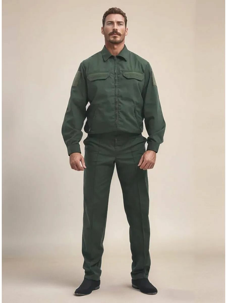 Костюм Офисный Штабной габардин зеленый 44-170