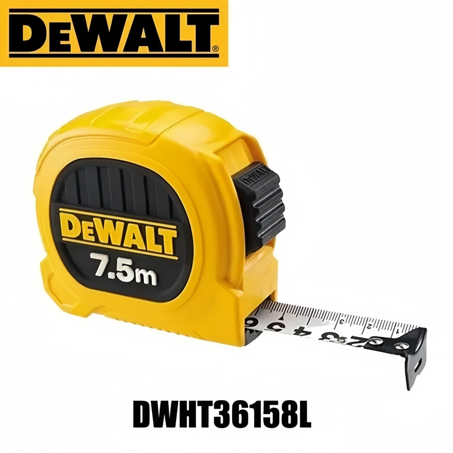 Рулетка DEWALT DWHT36158L-23, 7.5м, двухсторонняя, стальная, с фиксатором