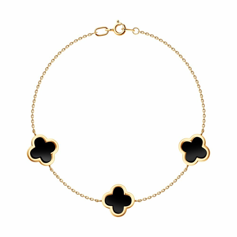 Браслет, красное золото, 585 проба, агат