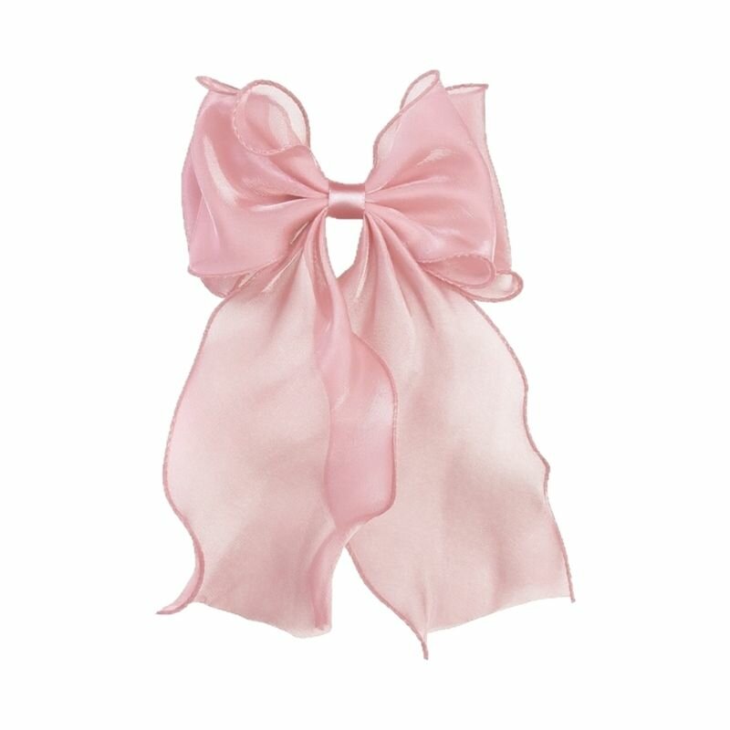 Элегантные заколки для волос с большим бантом, французский дизайн, длинный хвост из тюля для повседневной носки, Розовый