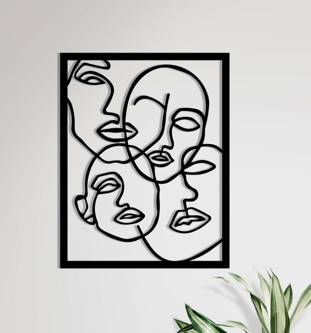 Панно 50х45 см "Эстетика Лица" декоративное настенное чёрное, декор на стену, картина