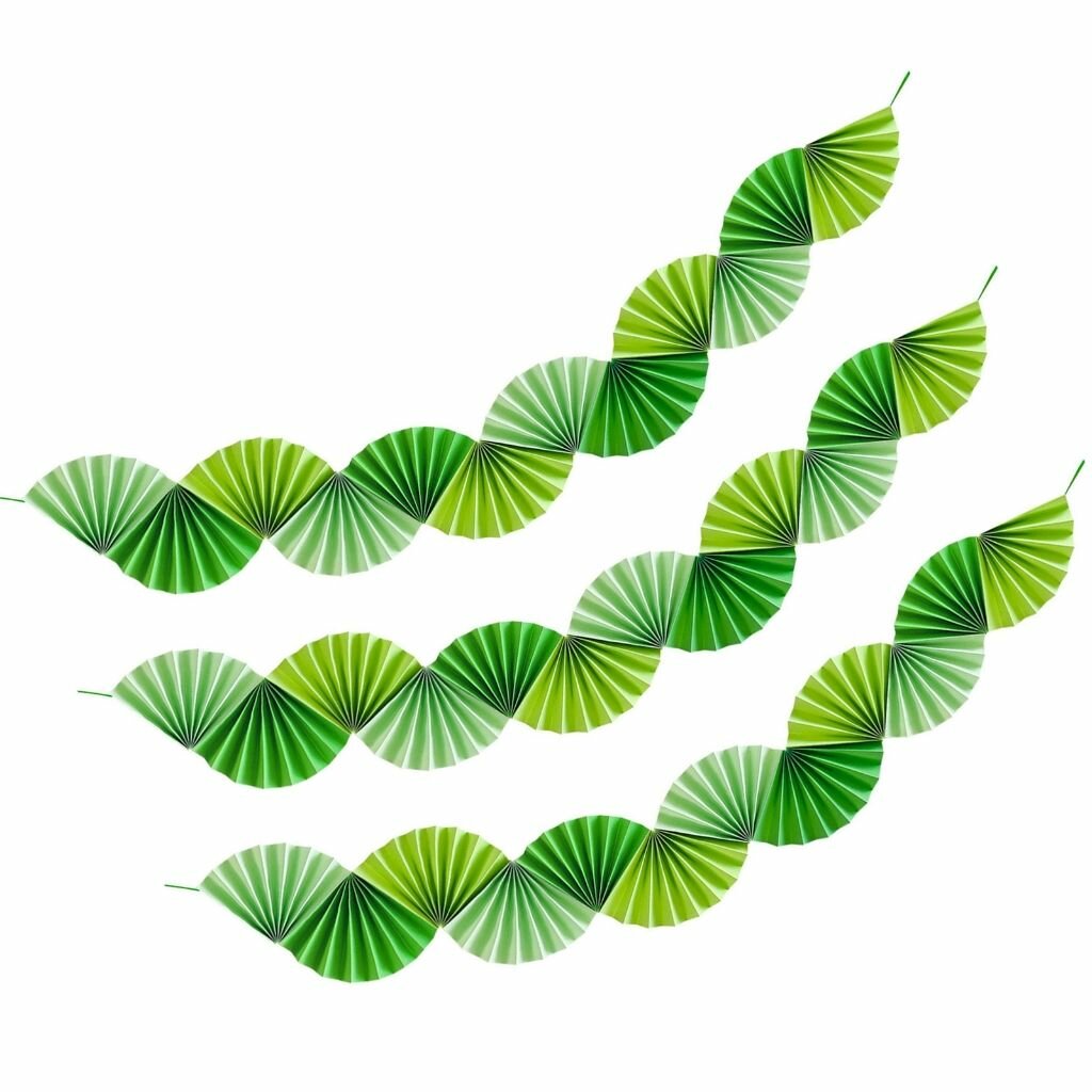 (1 набор из 3) флуоресцентных бумажных веерных флагов для тематических вечеринок - зеленый