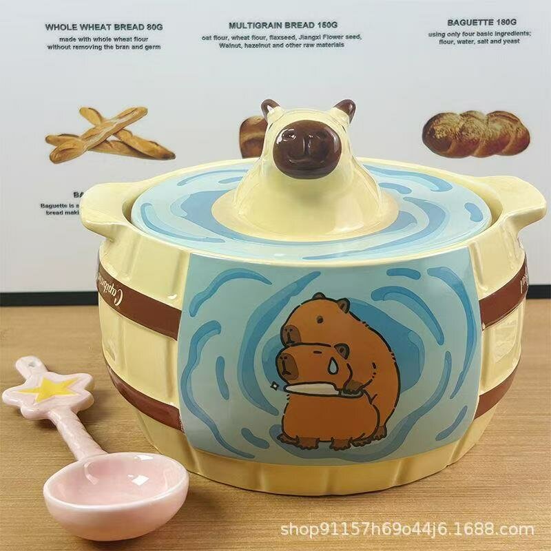 Керамическая миска для лапши быстрого приготовления с крышкой 16,6смx8,8см