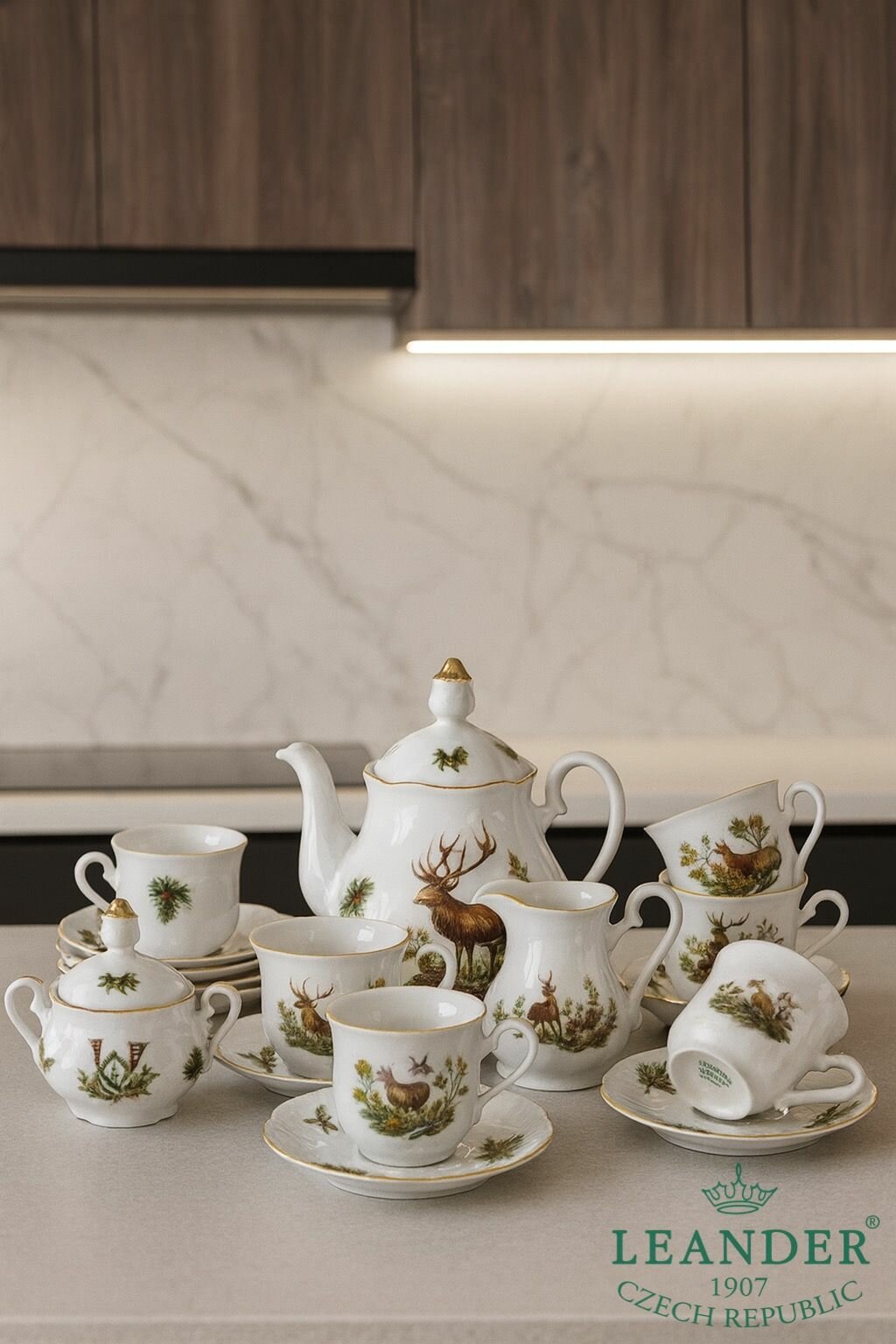 Чайный сервиз Охота на 6 персон 15 предметов Leander Мери-Энн декор 0363 Охота