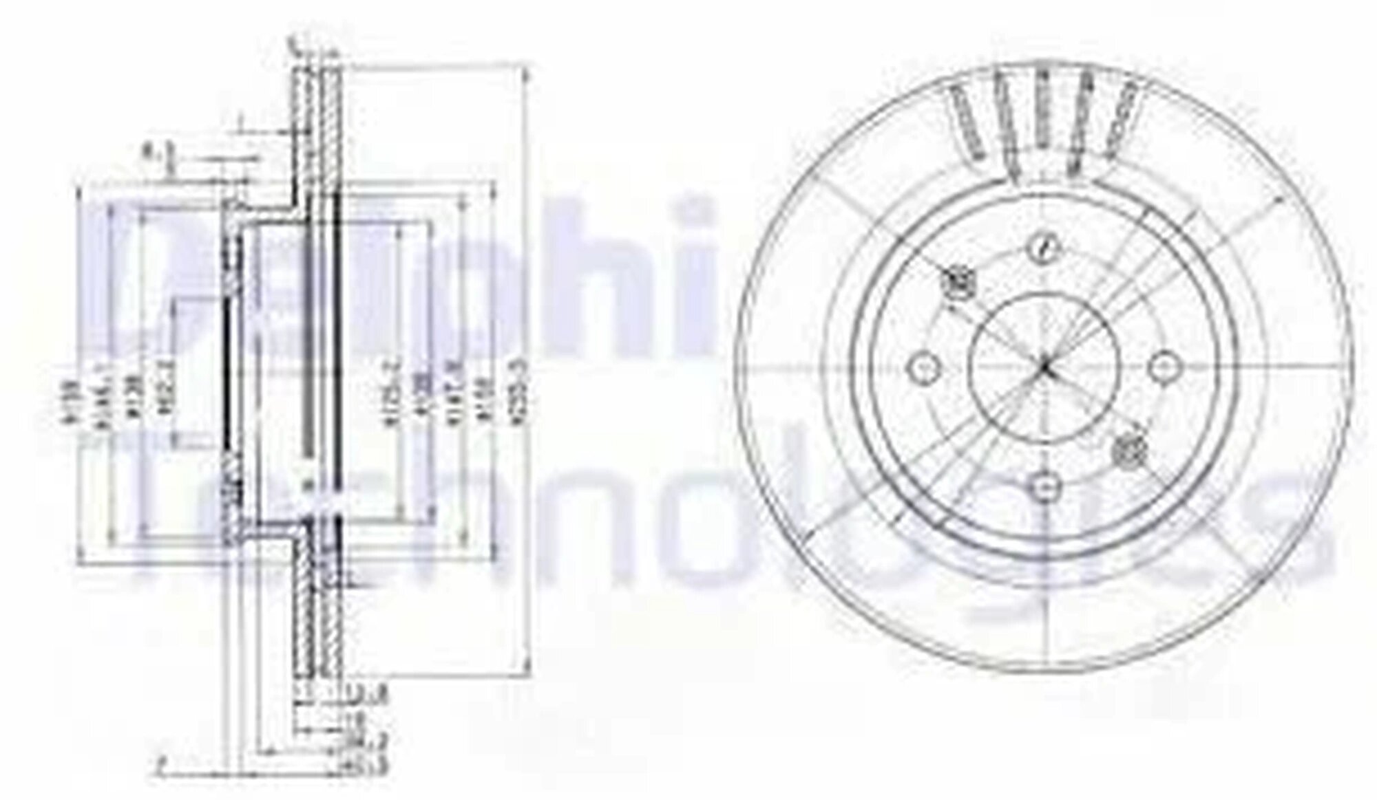 Тормозной диск DELPHI BG3934, для Hyundai Getz, передний, вентилируемый, серый чугун