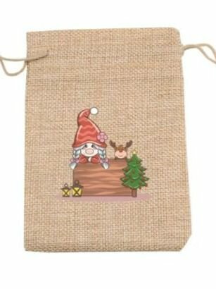 Мешок для подарков новогодний 15*20 см Девочка, олень, ёлка