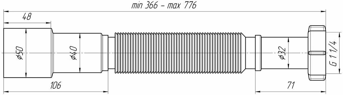 K206 Гибкая труба 1 1/4"*40/50 (100шт)