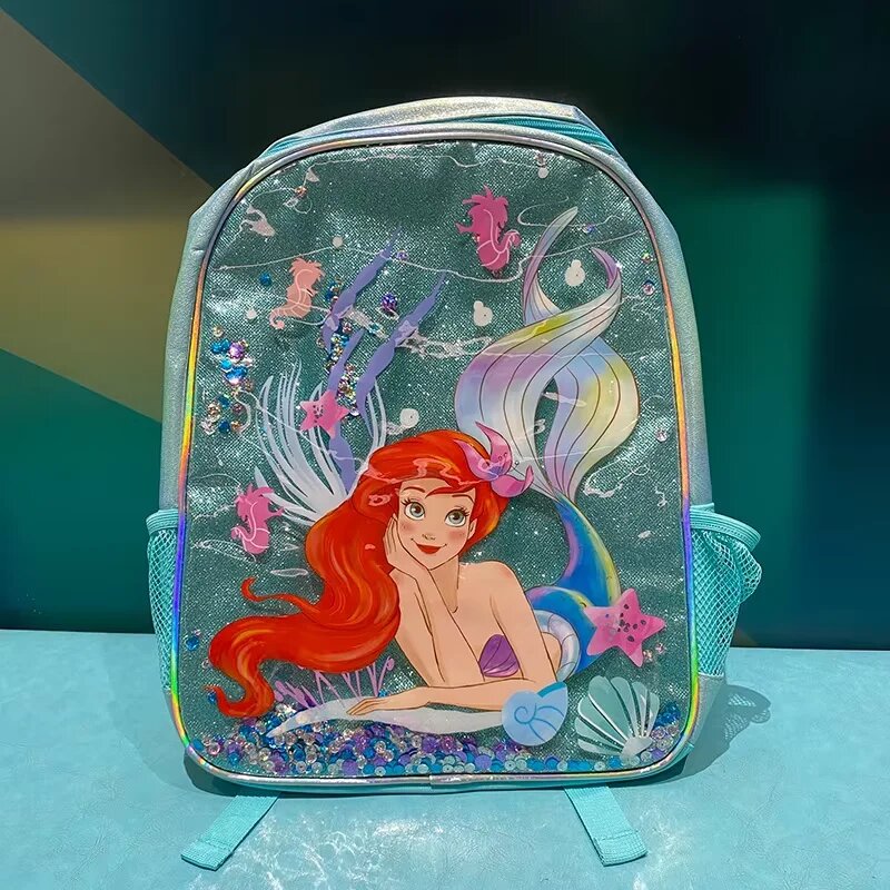 Рюкзак с колокольчиками Disney, Красавица и чудовище, сумка-косынка для девочек, детская школьная сумка, рюкзак принцессы Шанхая Диснейленда ARIEL