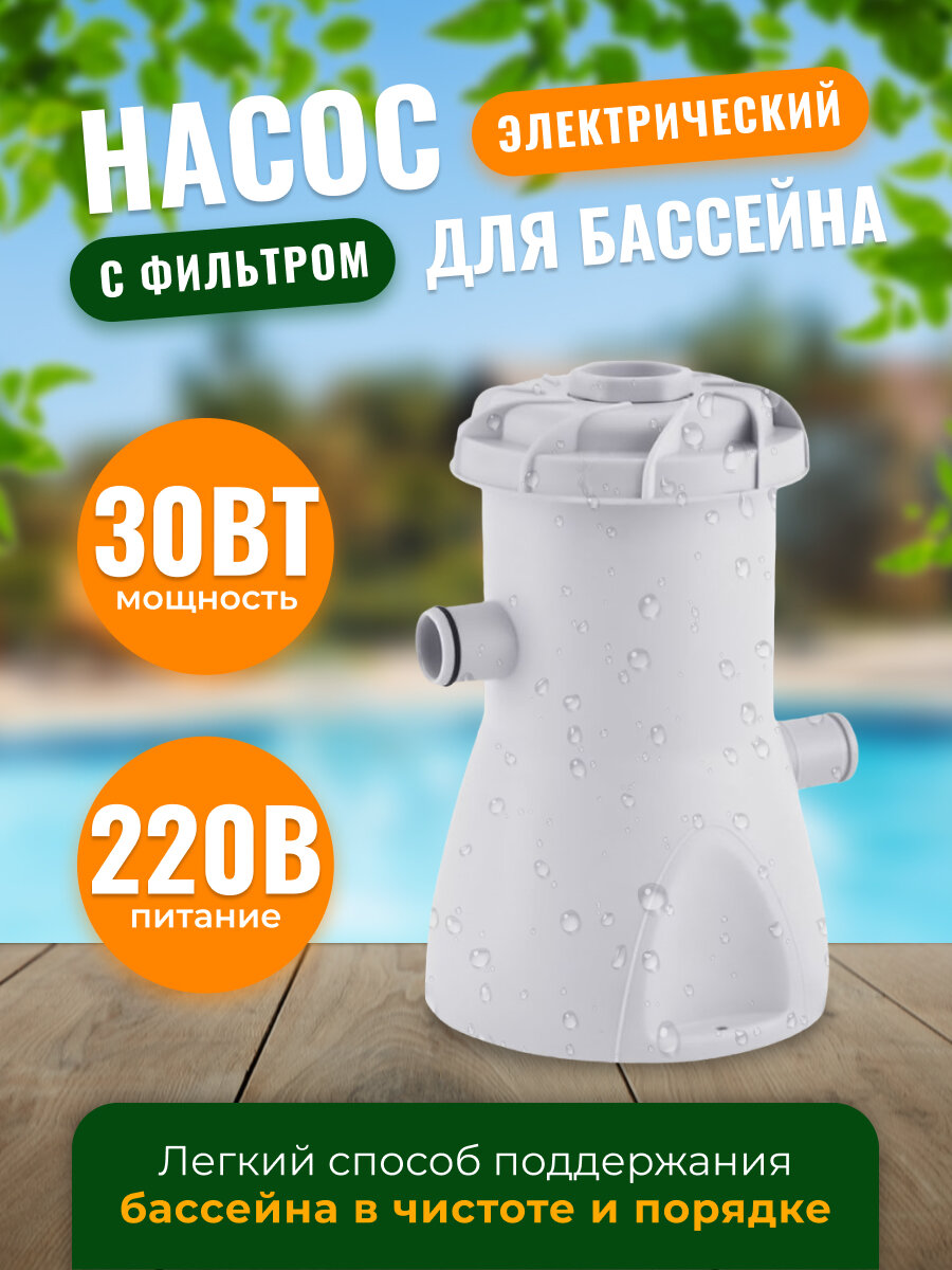 Электрический насос GL-8680 с фильтром, для каркасных бассейнов, длина кабеля 190см