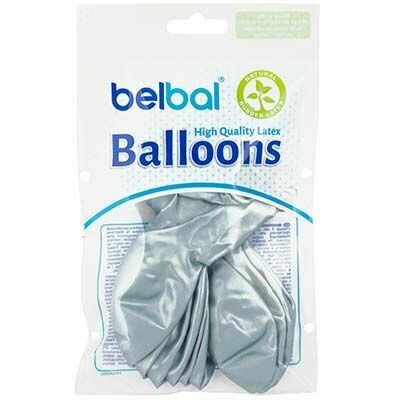 Набор воздушных шаров BELBAL хром Glossy Light Blue, круглые, без рисунка, голубые, 12 шт