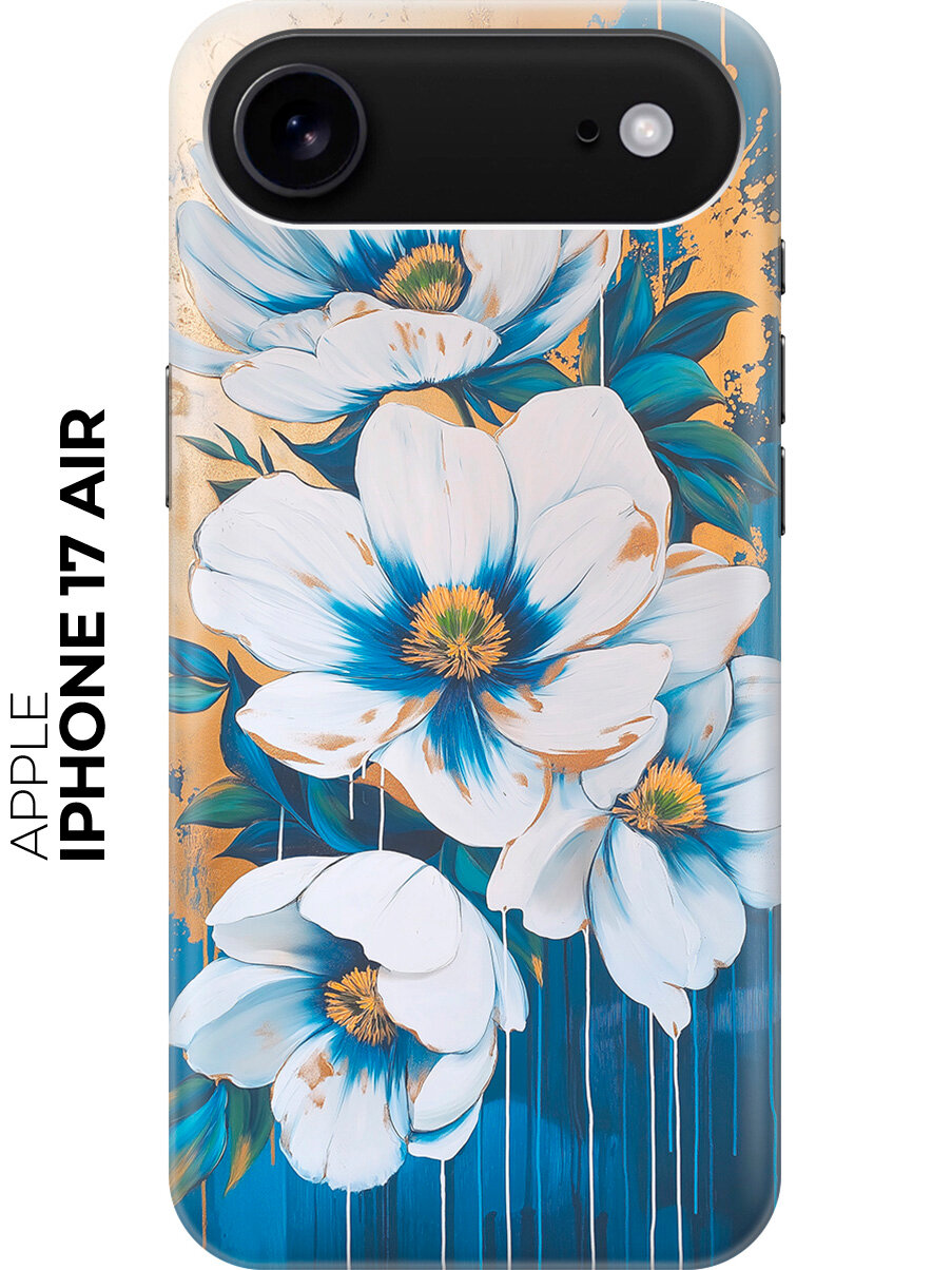 Силиконовый чехол на Apple iPhone 17 Air с принтом "Сине-золотые акценты"