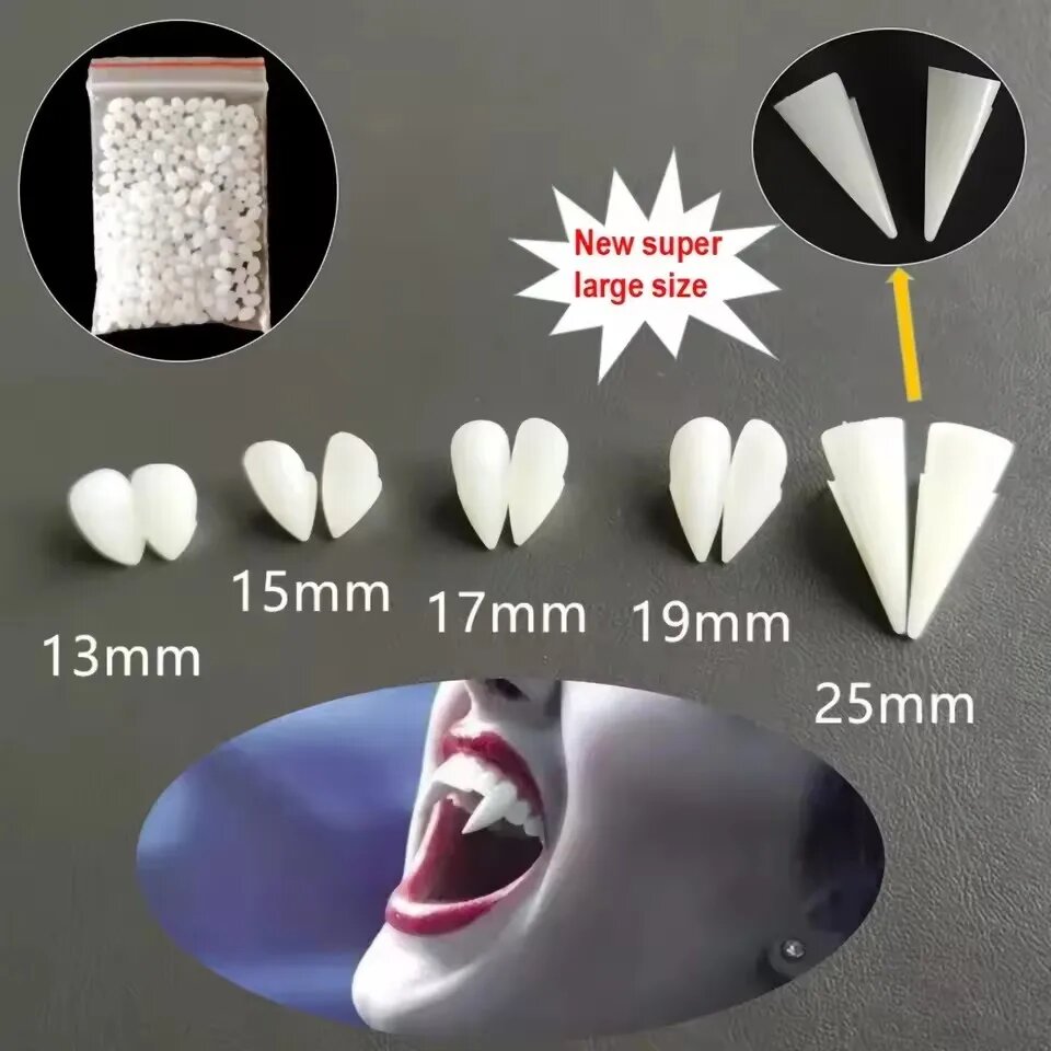 Накладные клыки акрил белые, 1 Pair 15mm