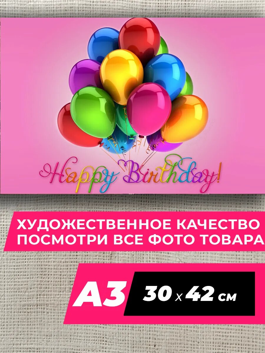С днем рождения плакат на стену A3