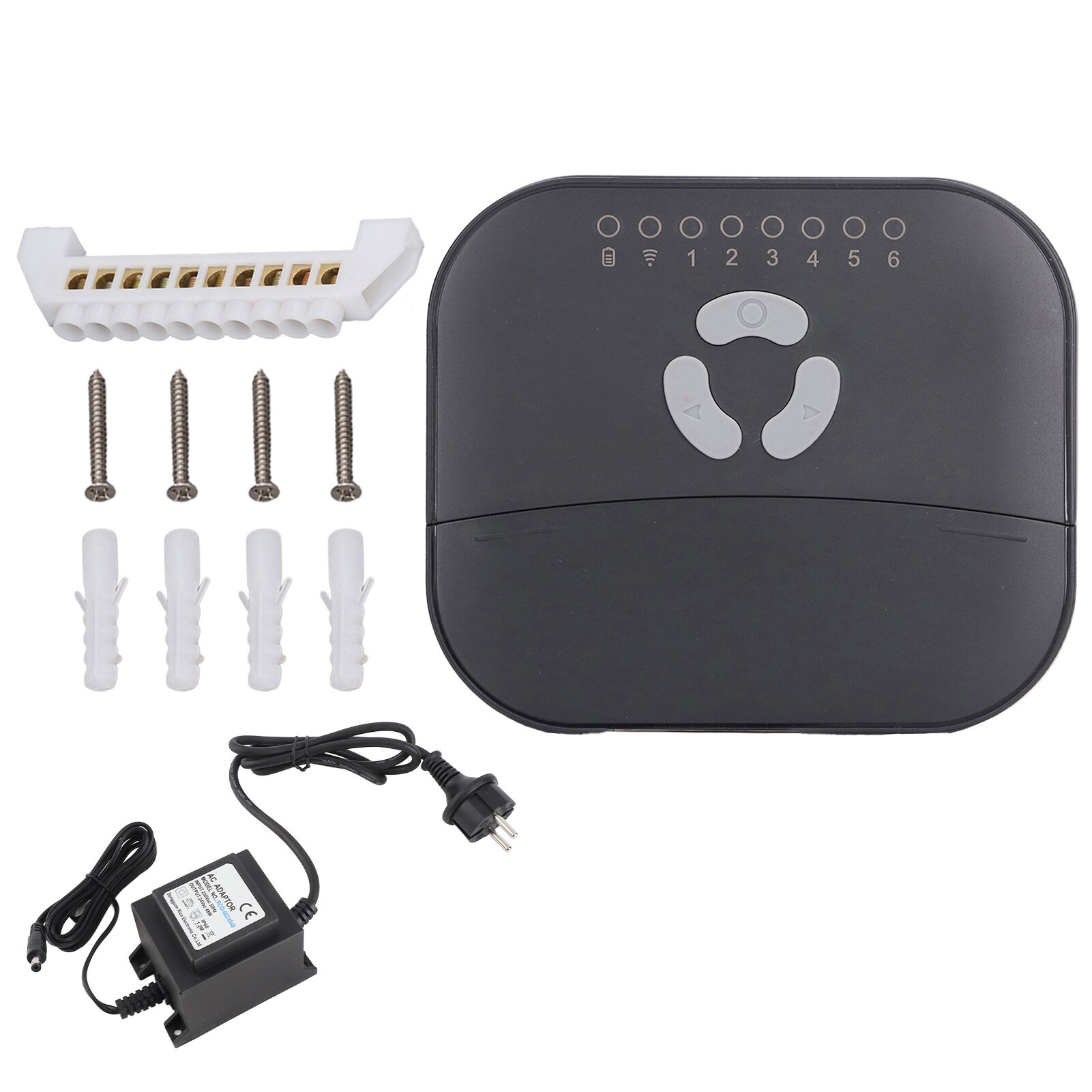 Умный контроллер полива с Wi-Fi, 6-зонный контроллер водяных клапанов для ирригационной системы с прогнозом погоды, черный.