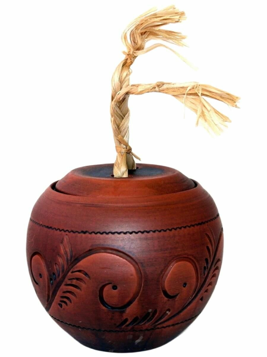 Емкость для лука, чеснока, Колобок-узорный 1, глина, керамика, ручная работа