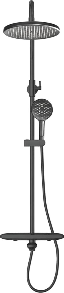 Душевая стойка Rose R3996T со смесителем, термостатическим, вороненая сталь, матовая, душевая система с тропическим душем, с изливом, с девиатором, с лейкой, латунная