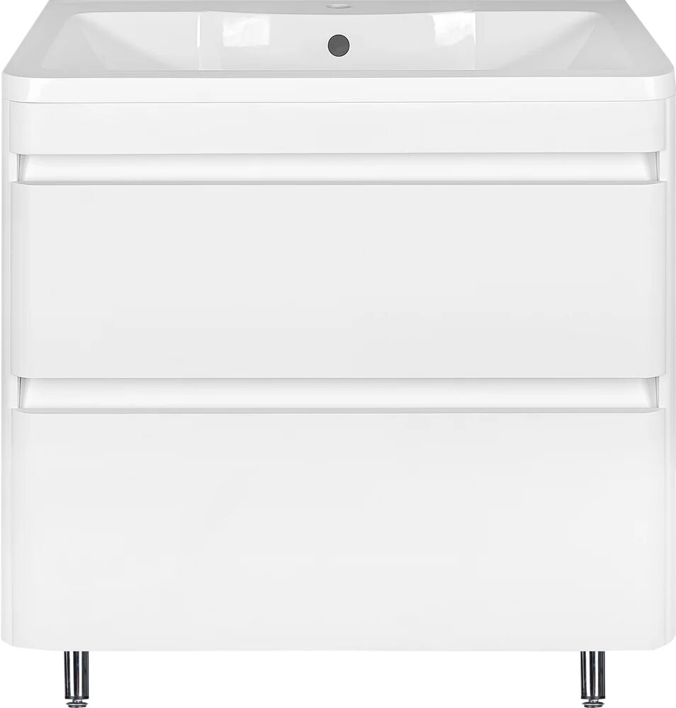 Тумба под раковину без столешницы Style Line Атлантика 90 напольная, белая, матовая, из МДФ, тумба для ванной, с ящиками, с доводчиками