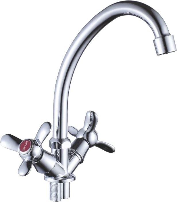 Смеситель для кухни Cron CN12 CN4012-2 с поворотным изливом, хром, глянцевый, вентильный