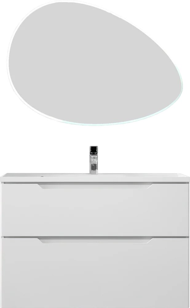 Мебель для ванной комнаты Raval Wector 90 подвесная, белая, зеркало STWORKI Скаген