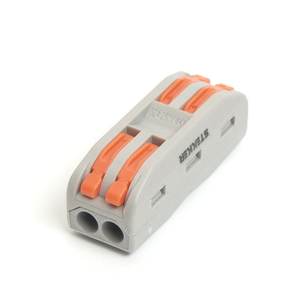 Клемма монтажная д/ подкл. фазн. проводников STEKKER, LD222-422, 2 контактные группы, 1ввод,1вывод на полюс (DIY упак 5