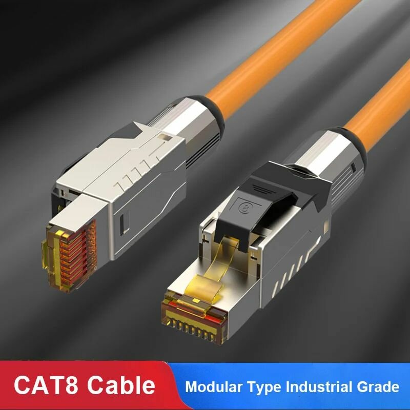 Патч-корд Ethernet Cat8 S/FTP 22AWG с двойным экранированием, одножильный кабель, 2000 МГц, 2 ГГц, 40 Гбит/с, локальная сеть Ethernet 5-го поколения
