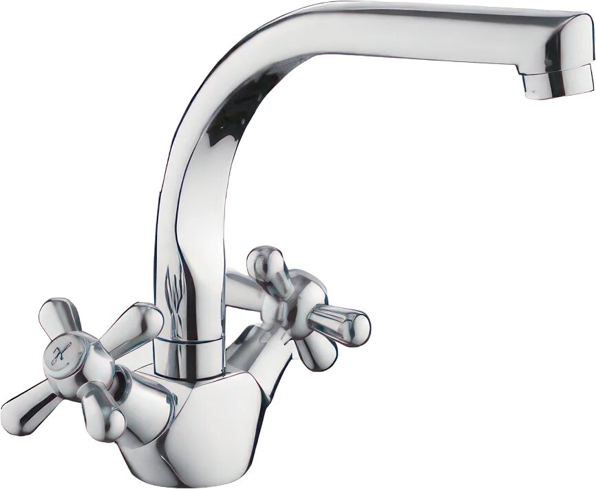 Смеситель для кухни Ledeme H18 L5818-2 с поворотным изливом, хром, глянцевый, вентильный, латунный