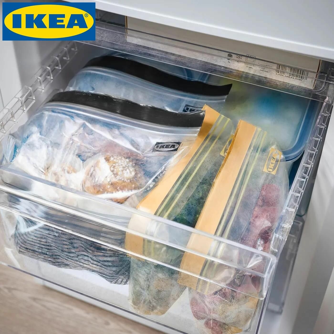 Пакет икеа истад, ISTAD IKEA многоразовый для заморозки и хранения продуктов, фасовочный зип пакет с застежкой,50,24*25/21*19