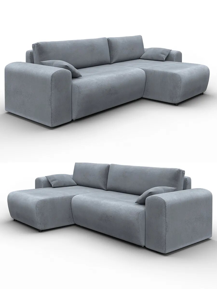 Диван угловой Палермо, универсальный угол, 249x84х131 см, с ящиком для белья, велюр