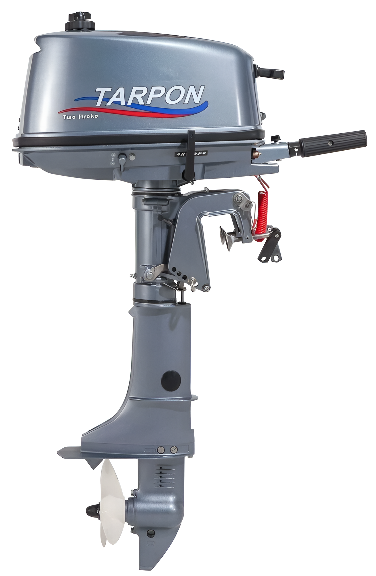 Мотор лодочный Tarpon Т-Т 5S, бензиновый, мощность 5 л. с, серебристый