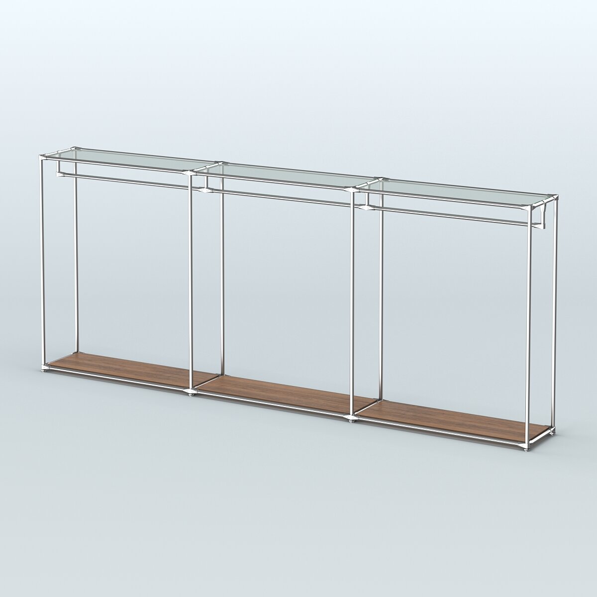 Островная торговая система хром 3600 мм с поручнями №3, Орех