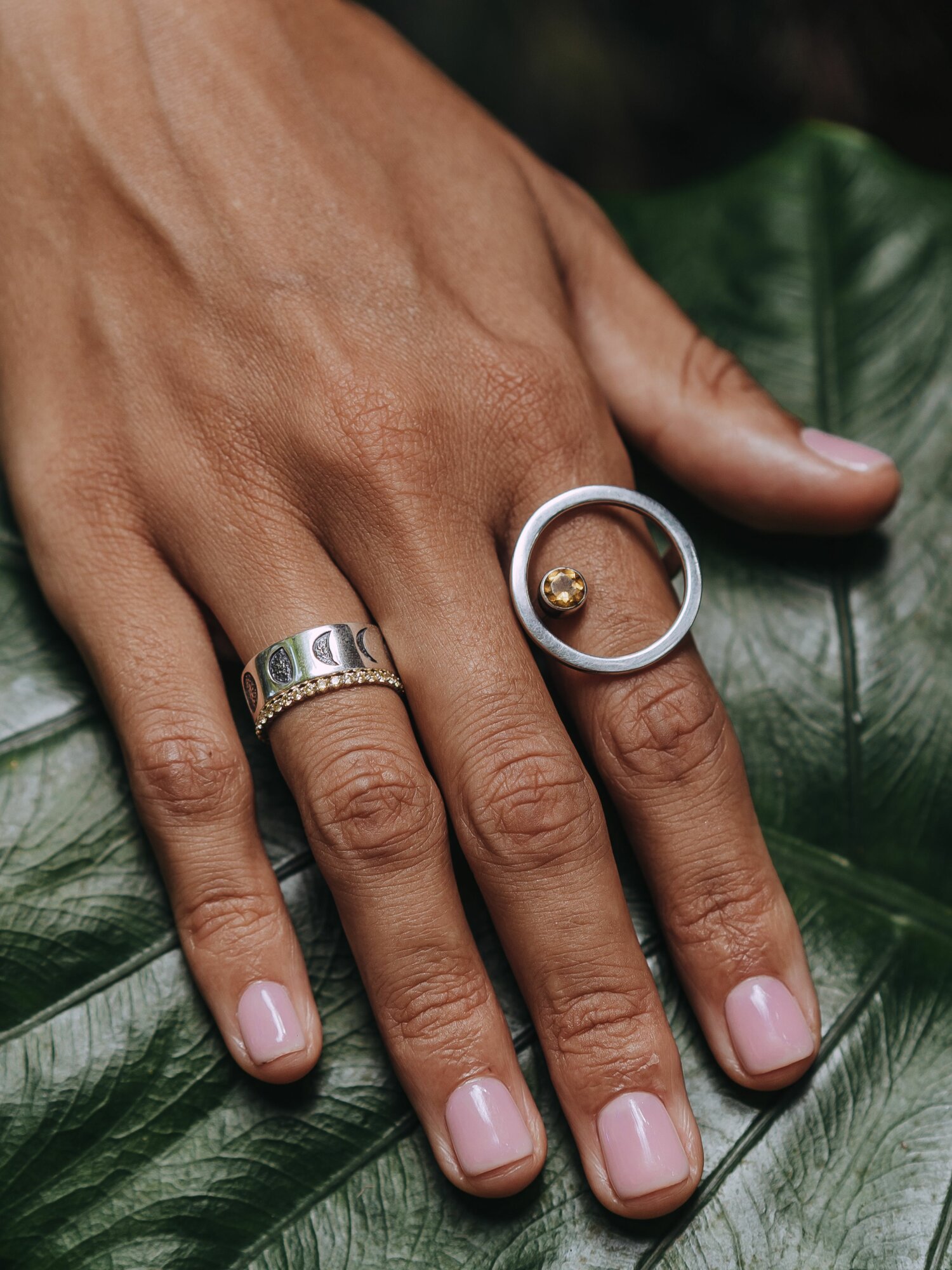 Кольцо, серебро, 925 проба, цитрин