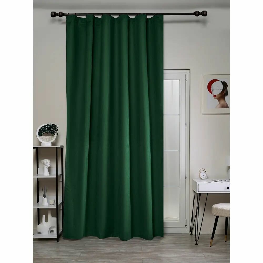 Штора на ленте Manchester 200x280 см цвет изумрудный
