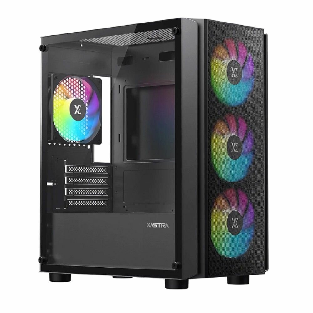 XASTRA Корпуса Корпус A402M 4FRGB Black mATX Mesh full - size TG 4x120mm FRGB fans A402M - 4FC12F - BK
