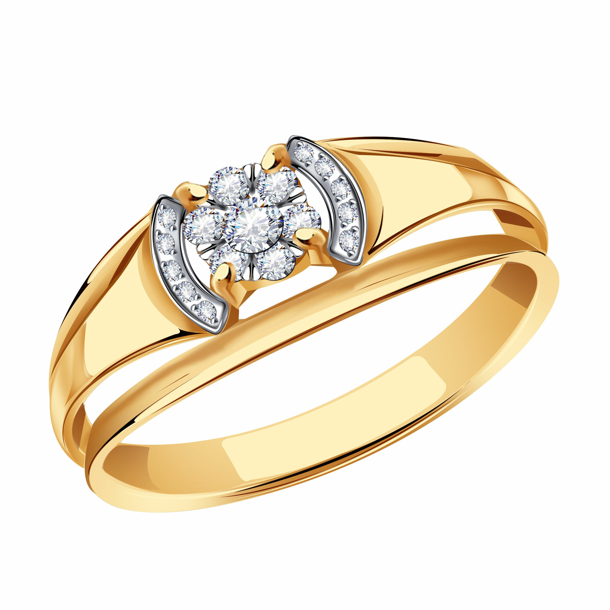 Кольцо, красное золото, 585 проба, бриллиант