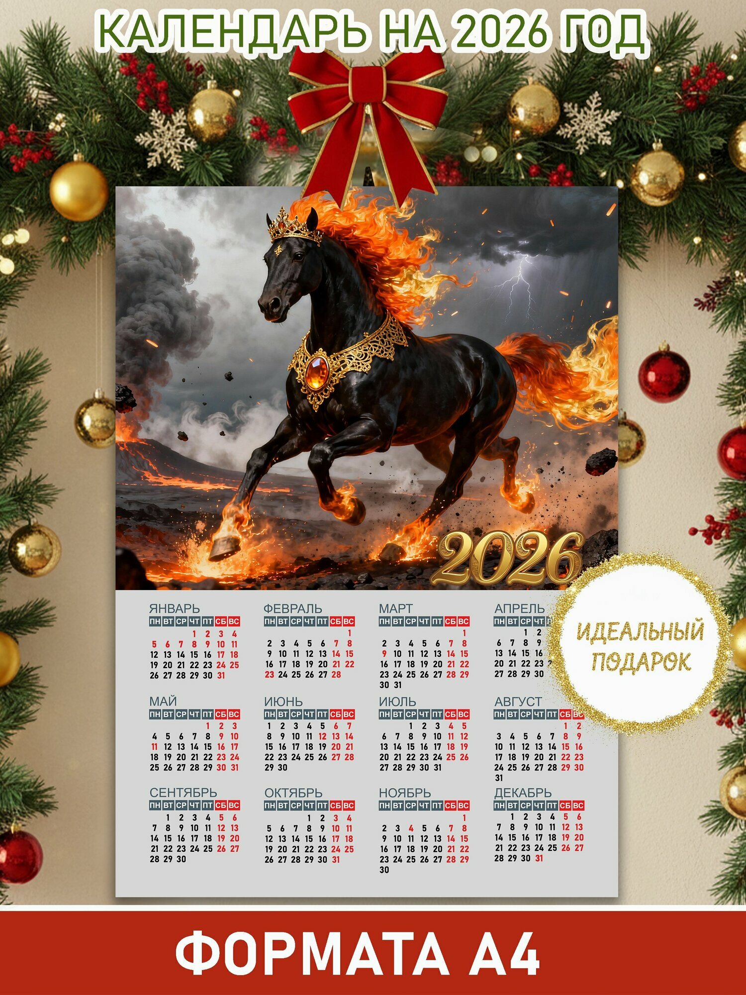 Настенный календарь на 2026 год формата А4