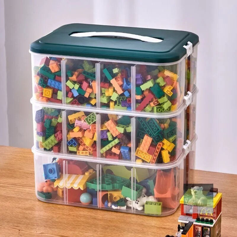 Органайзер для игрушек 30.5х23х32.5 см. для хранения конструктора LEGO, с крышкой, прозрачный