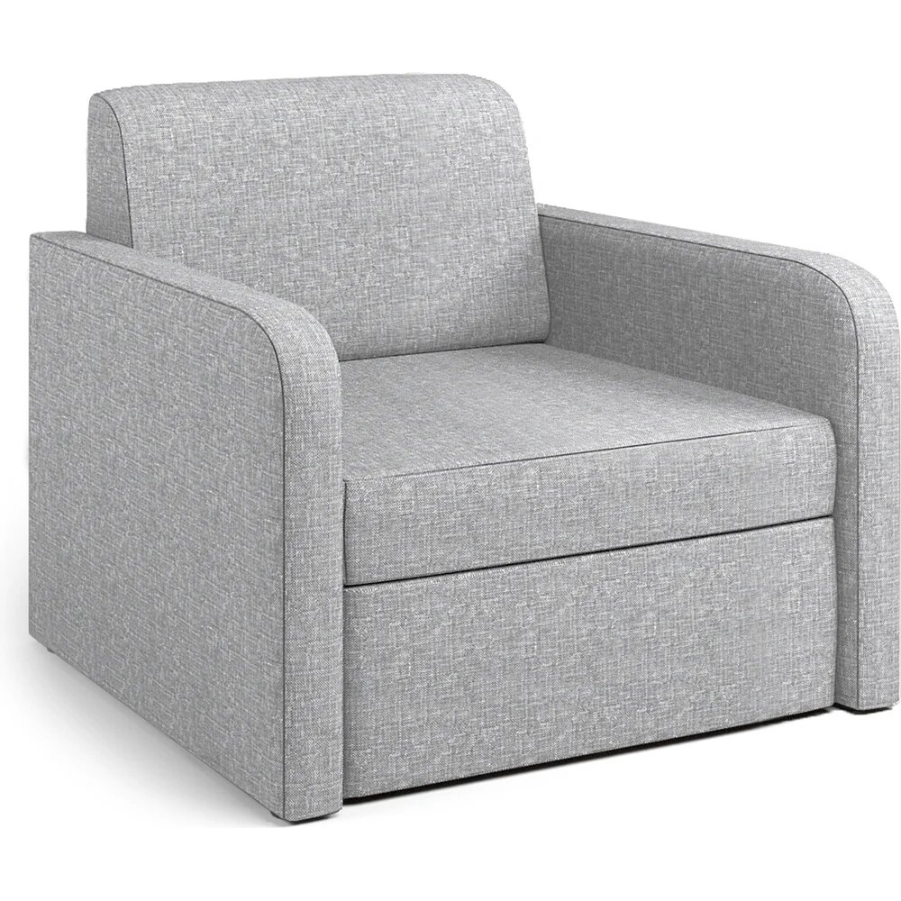 Кресло-кровать Шарм Бит Куба светло-серый 3108203 с подлокотниками, обивка из рогожки, каркас из бруса