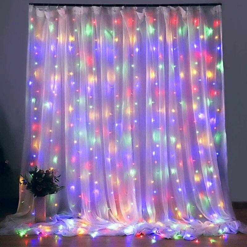 STUXMOS Гирлянда LED для окна 3x3м теплый белый Multicolor lights, 3x3m-300leds